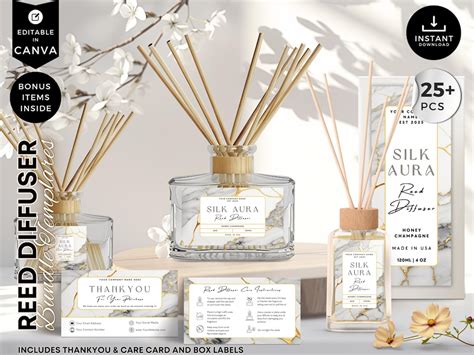 Editable Reed Diffuser Template Diy Canva Product Labels Room