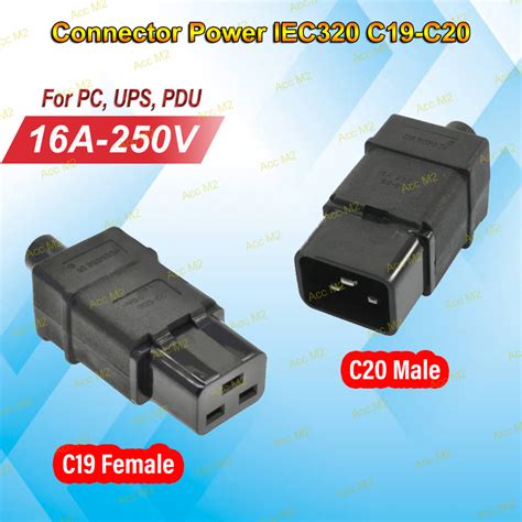 Jual Connector Power Socket Iec320 C20 Male C19 Female 16a 250v