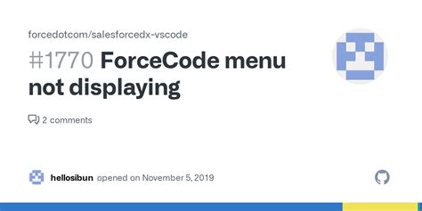 forcecode menu not displaying · issue 1770 · forcedotcom salesforcedx