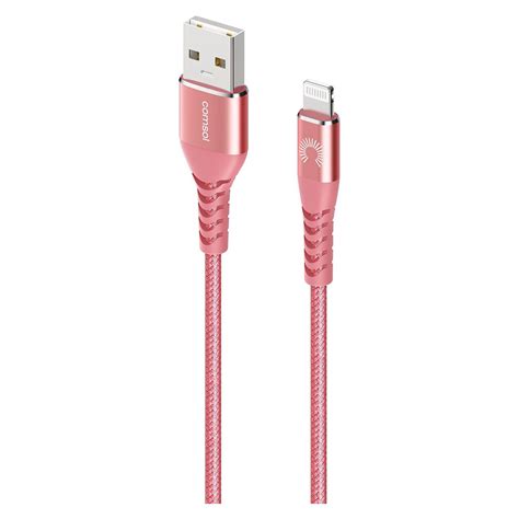 Comsol 2m Usb A To Lightning Cable Reinforced With Aramid Fibre Pink