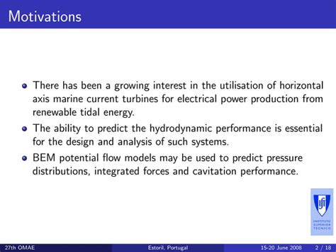 Hydrodynamic Analysis Of A Horizontal Axis Marine Current Turbine With A Boundary Element Method