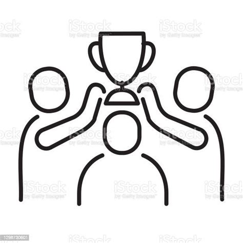 어워드 트로피와 우승 팀 개최 컵 테마 얇은 라인 아이콘 세트 편집 스트로크 1에 대한 스톡 벡터 아트 및 기타 이미지 1