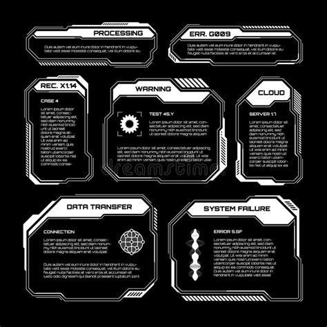 White Futuristic Hud Ui Elements Sci Fi User Interface Text Boxes Callouts Stock Vector