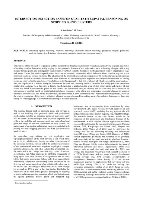 Pdf Intersection Detection Based On Qualitative Spatial Reasoning On Stopping Point Clusters