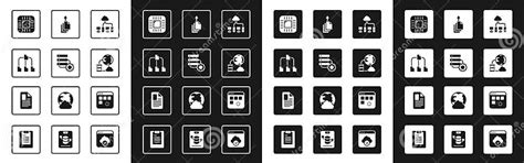 Set Computer Network Server And Gear Folder Tree Processor With Cpu Network Cloud Connection