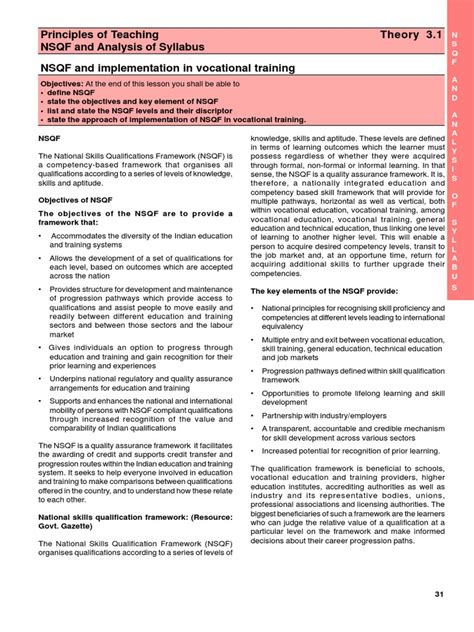 Lesson 31 Nsqf And Implementation In Vocational Training Pdf