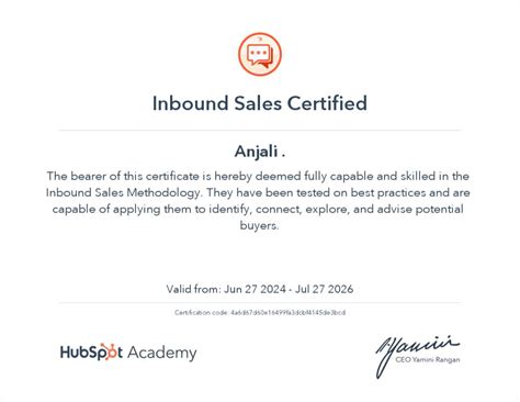 Anjali On Linkedin Hubspot Academy Inbound Sales Certification
