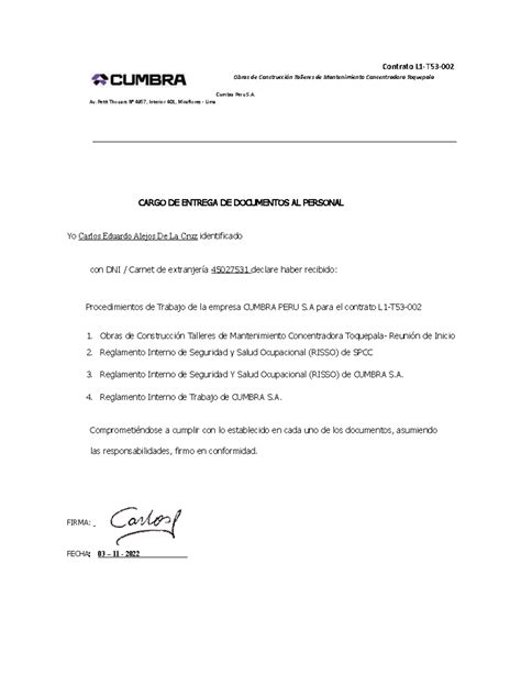 Modelo De Acta De Entrega Simple