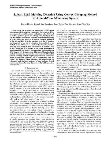 Pdf Robust Road Marking Detection Using Convex Grouping Method In Around View Monitoring System