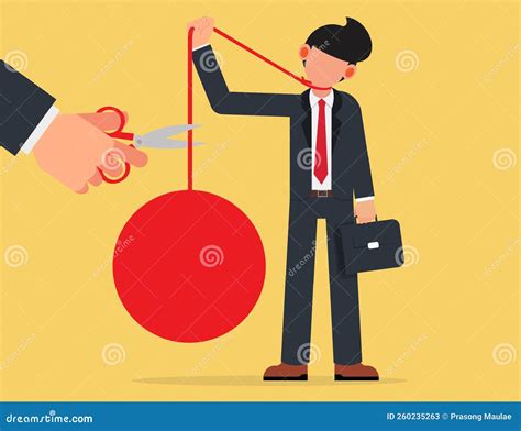 Getting Out Of Debthand Cutting The Rope With Scissors Stock Vector