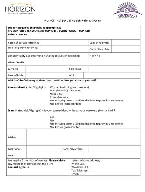 Fillable Online Non Clinical Sexual Health Referral Form Fax Email Print PdfFiller