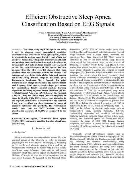Pdf Efficient Obstructive Sleep Apnea Classification Based On Eeg Signals