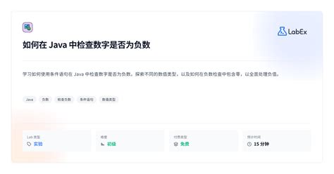 如何在 Java 中检查数字是否为负数 Labex