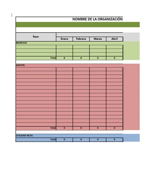 12 Modelo Presupuesto Anual Español Pdf