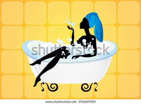 Silhouette Beautiful Woman Bathroom Stock Vector Royalty Free