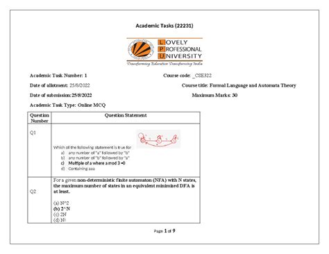 ca 1 cse322 v1 ca1v1 academic task number 1 course code cse date