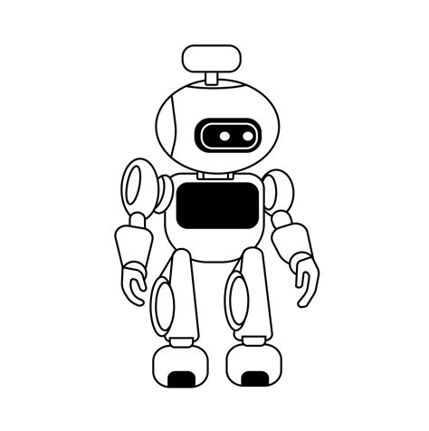 Modern Robot Black And White Vector Illustration Ai Robot Vector 29885529 Vector Art At Vecteezy