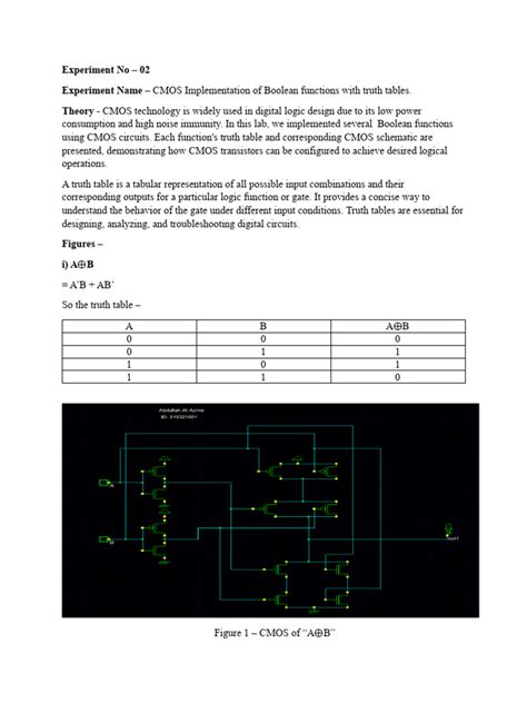 Vlsi Lab Report 2 Pdf Cmos Logic Gate