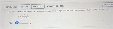 Solved Points]scalcet9 11 1 029 Determine Whether The