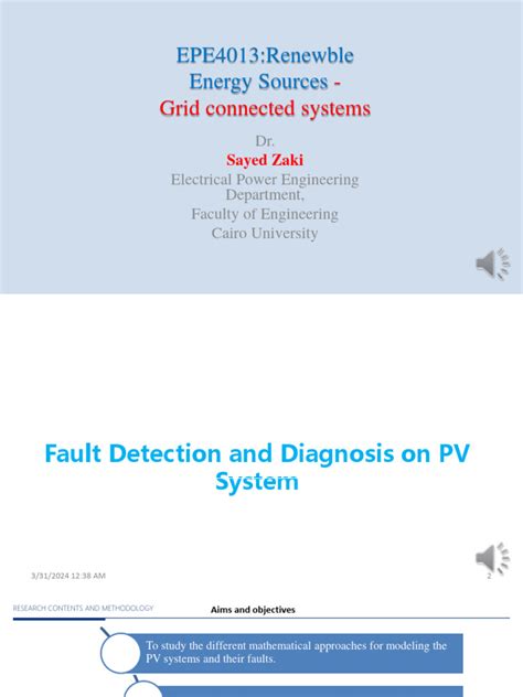 Grid Connected System Fault Detection Methods Lecs 5 6 New Recorded Pdf Photovoltaics