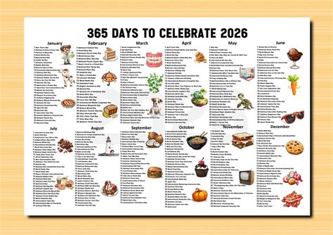 365 Days To Celebrate Celebrations Calendars Printable Edition 2026