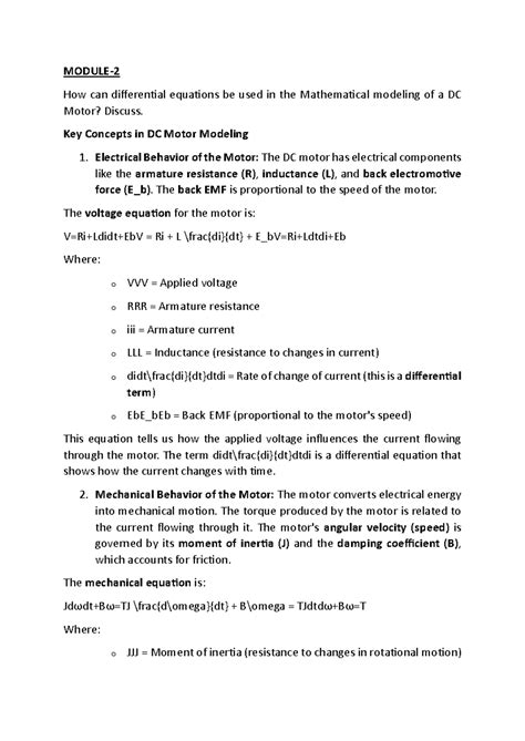 Symbolic Manipulation Module 2 How Can Differential Equations Be Used In The Mathematical