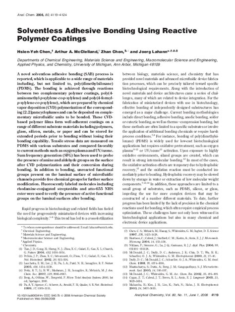 Pdf Solventless Adhesive Bonding Using Reactive Polymer Coatings