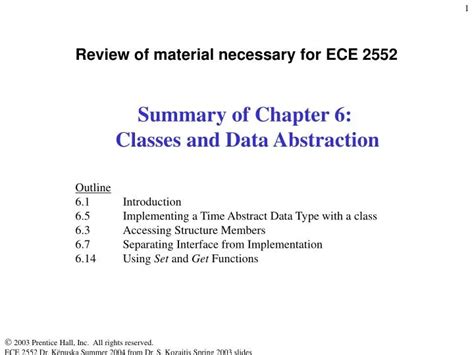 Ppt Summary Of Chapter 6 Classes And Data Abstraction Powerpoint