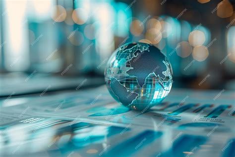 Globe Positioned On Charts For Global Data Analysis Premium Ai Generated Image