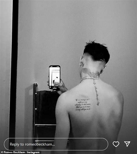 Romeo Beckham Shows Off Eye Catching Back Tattoos In Shirtless Snap As