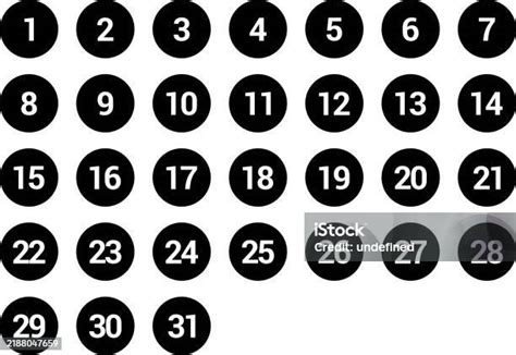 간단한 숫자 아이콘 131 숫자의 집합 캘린더 앱 및 웹 사이트에 대한 간단한 검은 색 스타일의 기호 기호 벡터 일러스트 레이 션 0에 대한 스톡 벡터 아트 및 기타 이미지