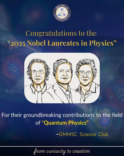 Gmmsc Celebrate The 2025 Nobel Prize In Physics A Gmmsc Science Club