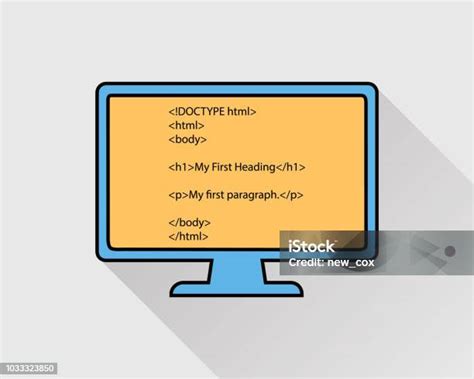 화려한 Html 아이콘입니다 컴퓨터 화면에서 Html 코드입니다 Html에 대한 스톡 벡터 아트 및 기타 이미지 Html 0명 개념 Istock