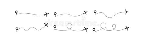 Plane Route Icon Set Airplane Path Vector Stock Vector Illustration Of Airline Airplane