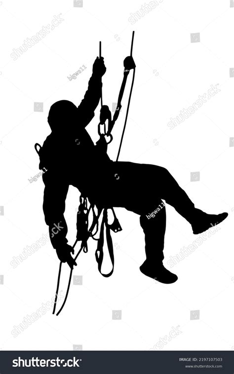 Rope Access Technician Descending Ropes Stock Vector Royalty Free