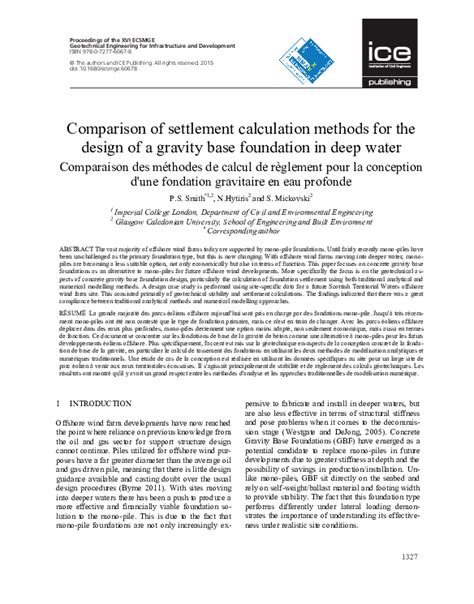 Pdf Comparison Of Settlement Calculation Methods For The Design Of A Gravity Base Foundation