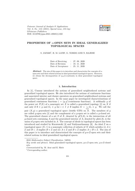 Pdf Properties Of Alpha Open Sets In Ideal Generalized Topological Spaces