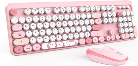 Wireless Keyboard Kootop Cute Colorful 104 Keys Typewriter Retro Round Keycaps