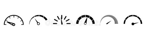 Speedometer Tachometer Indicator Icons Performance Measurement White Background Vector