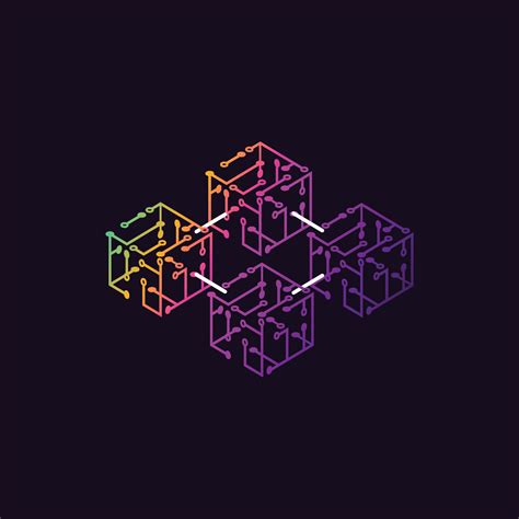 Blockchain Technology Concept Modern Icon Symbol Or Logo Element Design With Isometric Vector