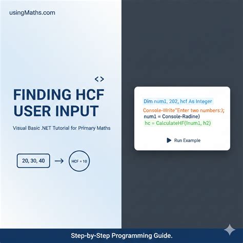Find Hcf With User Input In Vbnet Interactive Math Coding