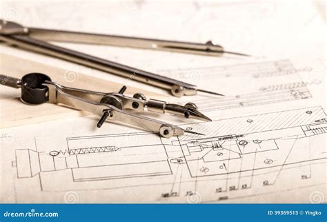 Engineering Drawing And Instruments Stock Image Image Of Divider