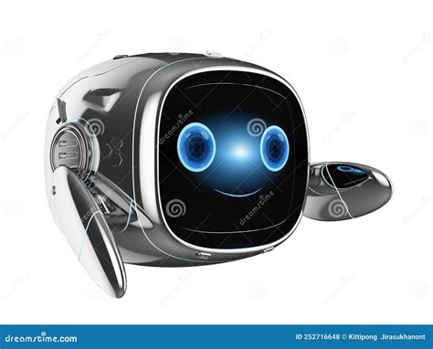 Cute Assistant Artificial Intelligence Robot No Leg Hand Extend Stock Image