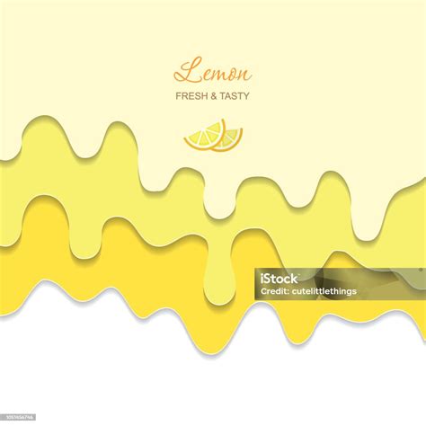 녹아 흐르는 레몬 노란색 크림 배경 3 차원 종이 레이어를 잘라 레몬에 대한 스톡 벡터 아트 및 기타 이미지 레몬 아이싱 가리기 Istock