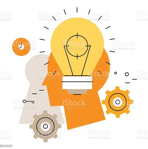 브레인스토밍 플랫 라인 비즈니스 벡터 일러스트 디자인 배너 0명에 대한 스톡 벡터 아트 및 기타 이미지 0명 기술 기업