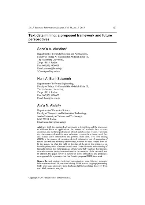 Pdf Text Data Mining A Proposed Framework And Future Perspectives
