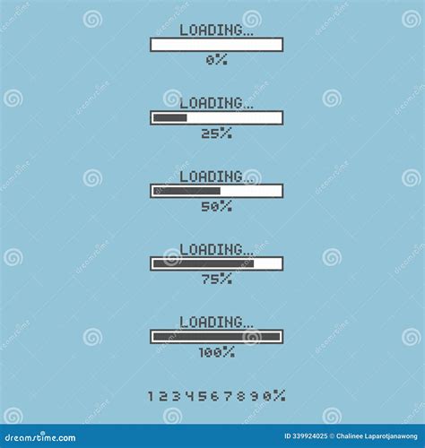 Collection Set Of Retro Game 8bit Pixel Art Loading Process Progress Counter Bar Computer
