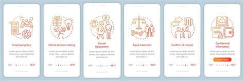 Premium Vector Business Ethics Onboarding Mobile App Page Screen
