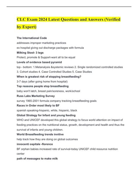 CLC Exam Latest Questions And Answers Verified By Expert CLC Stuvia US