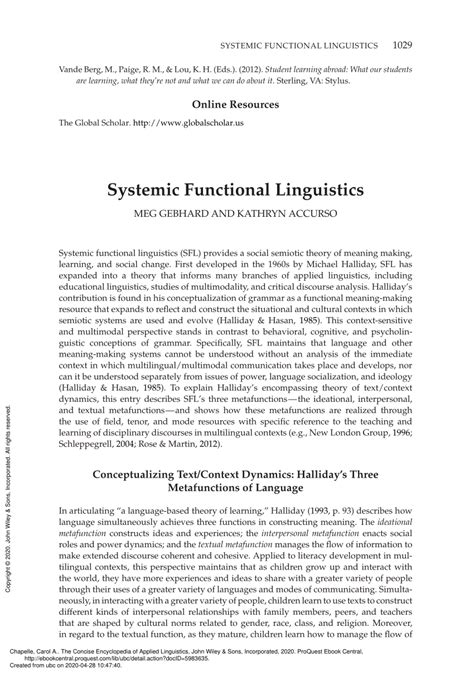Pdf Systemic Functional Linguistics